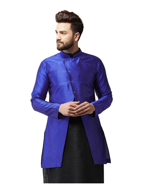 Buy Sojanya Royal Blue Self Print Sherwani Jacket for Men Online @ Tata ...