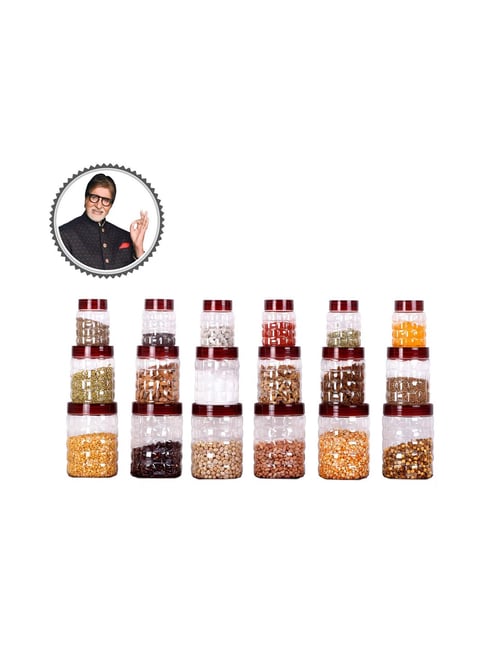 Buy Cello Checkers Maroon Plastic Storage Containers (1200 ml) - Set of ...