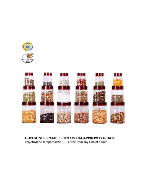 Buy Cello Checkers Maroon Plastic Storage Containers (1200 ml) - Set of ...