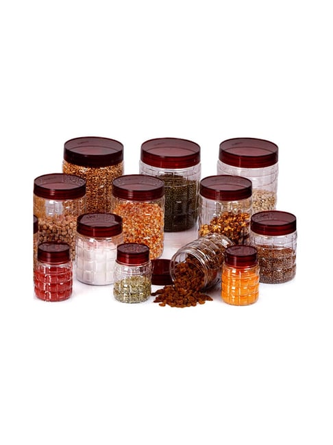 Buy Cello Checkers Maroon Plastic Storage Containers (1200 ml) - Set of ...