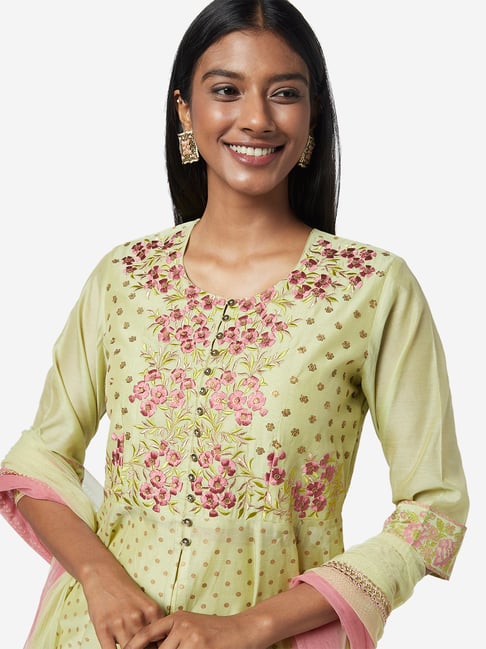 Buy Vark by Westside Lime Anarkali Kurta, Skirt and Dupatta Set Online ...