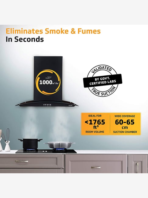 Buy V-Guard MG30 60 cm 1000 CMH Wall Mounted Chimney (Black) Online At ...