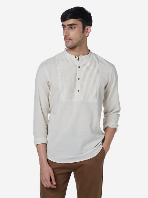 Buy ETA by Westside Off White Pintuck Design Resort Fit Shirt Online at ...