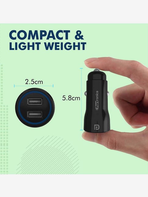 Portronics Car Power 2D POR-1268 2.4A Car Charger with Dual USB Ports ...
