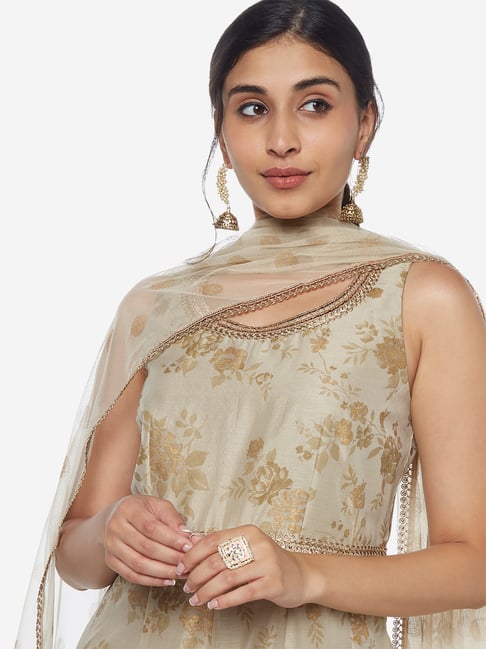 Buy Vark by Westside Beige Kurta, Ethnic Pants And Dupatta Online at ...