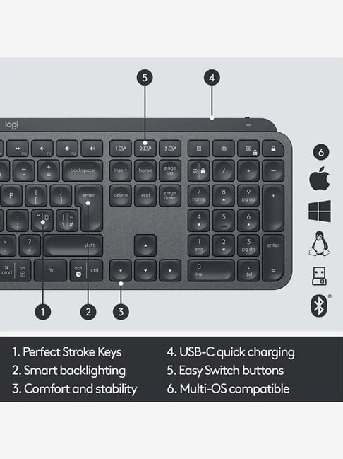 Buy Logitech MX Keys 920-009418 Keyboard with Proximity Sensors Online ...