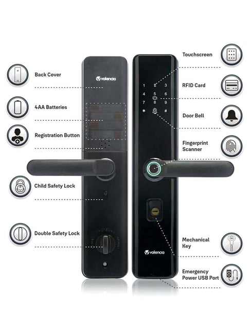 Buy Valencia Hola Smart Door Lock with Fingerprint RFID PIN Access ...