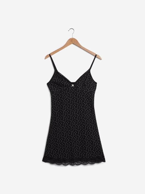 Buy Wunderlove by Westside Black Heart Patterned Nightdress Online at ...