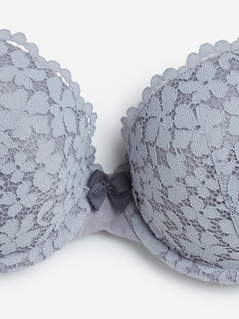 Buy Wunderlove by Westside Light Grey Underwired Lace Bra Online at ...