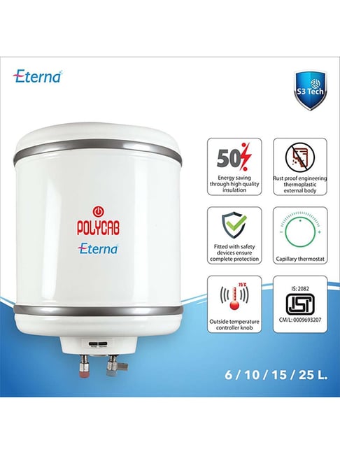 Buy Polycab Eterna 2000W 15L Storage Water Heater (White) Online At ...