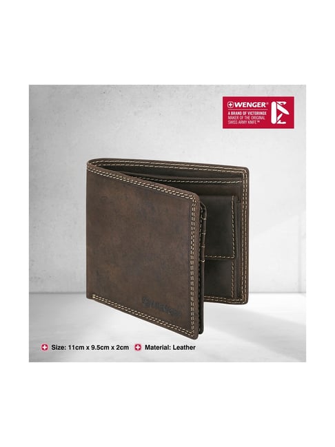 Buy Wenger Hunter Brown Casual Leather Bi-Fold Wallet for Men Online At ...
