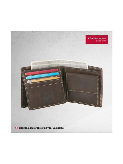 Buy Wenger Hunter Brown Casual Leather Bi-Fold Wallet for Men Online At ...