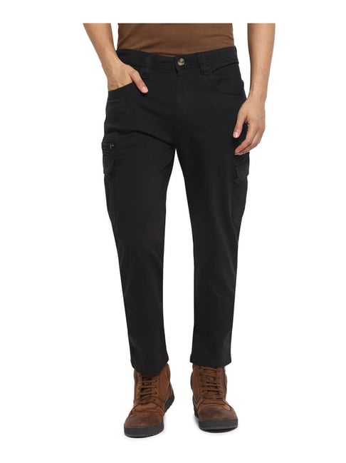 Buy Royal Enfield Black Regular Fit Cargos for Men Online @ Tata CLiQ