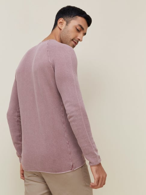 Buy ETA by Westside Blush Pink Knitted Slim Fit T-Shirt Online at best ...