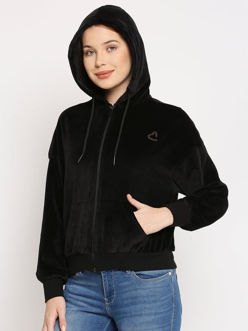 Womens black jacket with hood store