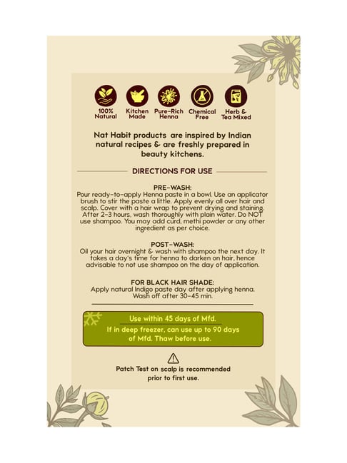 Buy Nat Habbit Fresh Henna Paste with Herbs & Tea Water - 250 gm Online ...