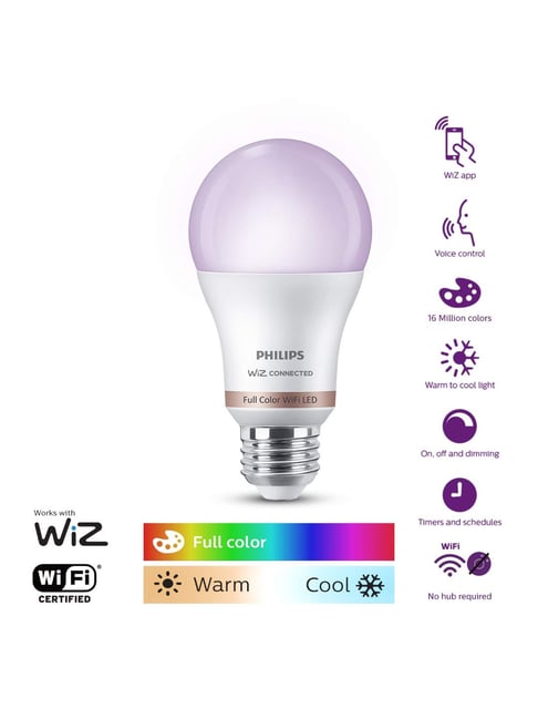 Buy Philips Wiz Smart WI-Fi LED Bulb E27 9-Watt (Pack of 1) Online At ...