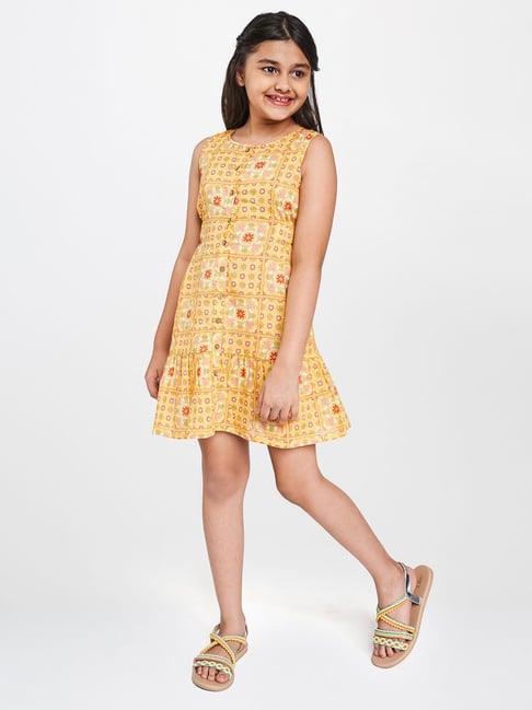 Buy Global Desi Girl Yellow Printed Dress for Girls Clothing Online ...