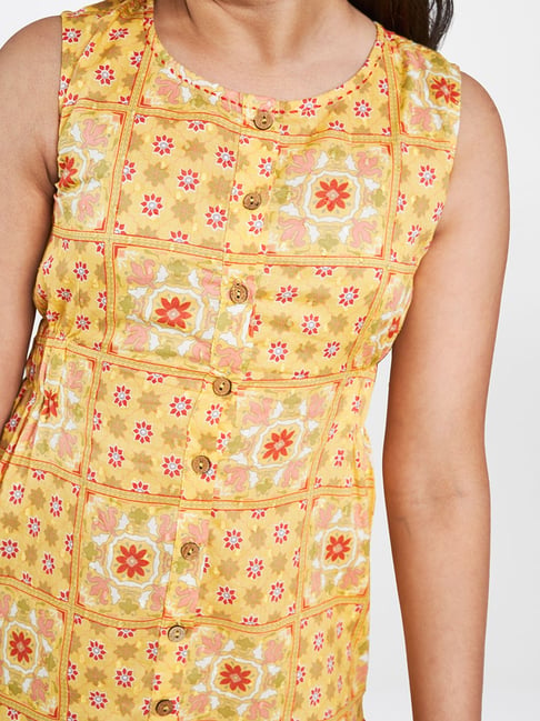Buy Global Desi Girl Yellow Printed Dress for Girls Clothing Online ...