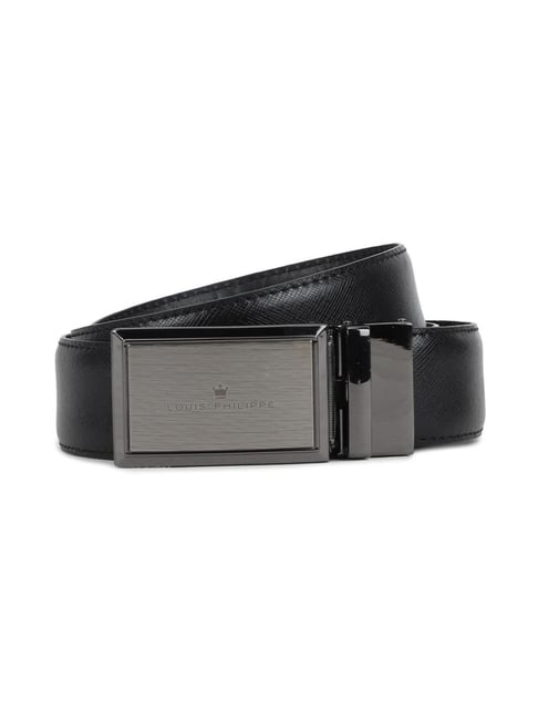 Louis Philippe Black Leather Wide Belt for Men - Price History