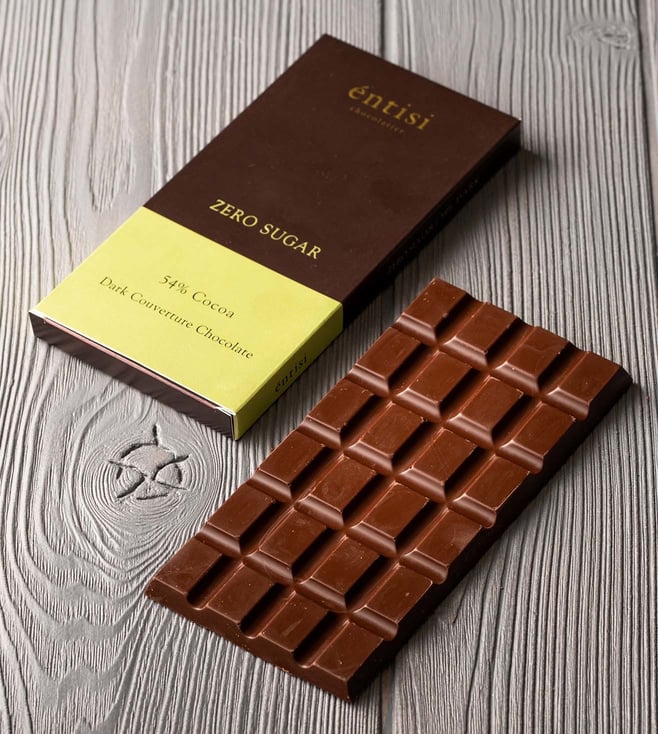 Buy Entisi Zero Sugar 54% Cocoa Dark Couverture Chocolate Bar Online ...