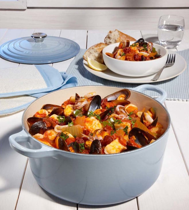 Buy Le Creuset Coastal Blue Evo Round Casserole - 24 cm Online @ Tata ...