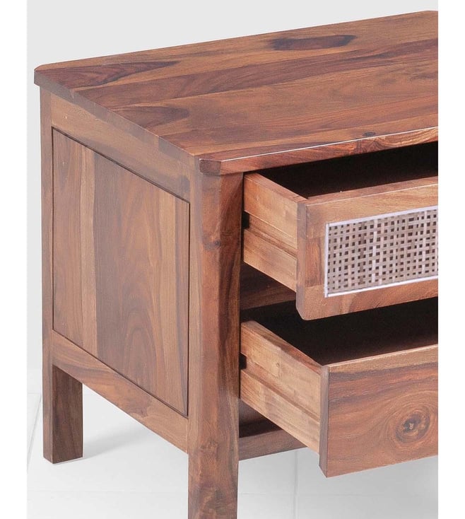 Buy Fabindia Brown Sheesham Bedside Table with Drawer - Set of 1 at ...