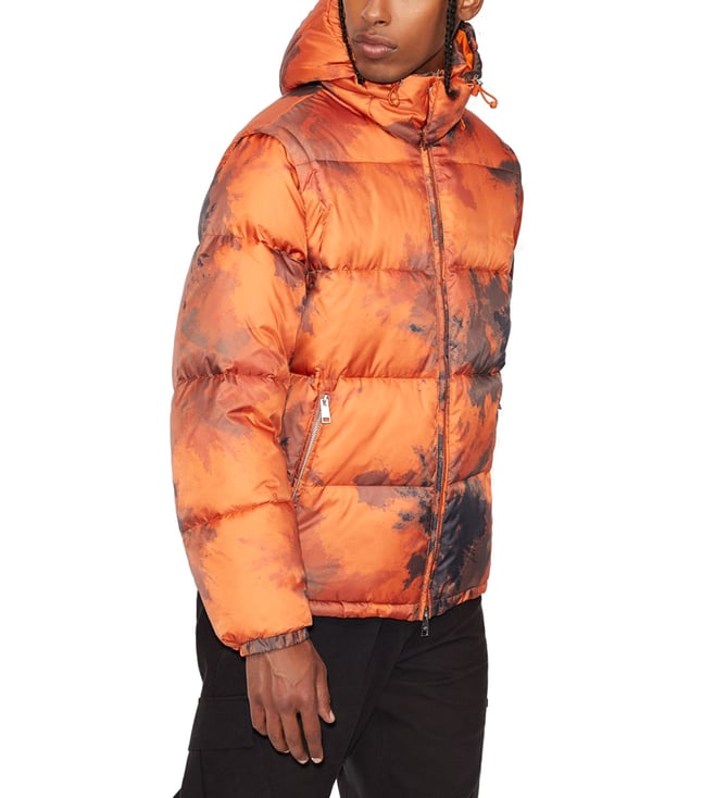 Buy Armani Exchange Orange Zip-Front Regular Fit Puffer Jacket for Men ...