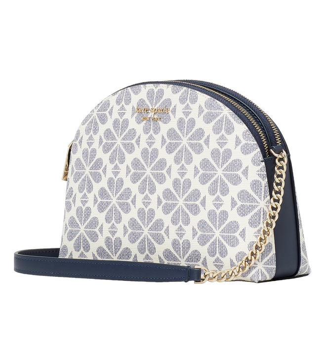 Buy Kate Spade Blue & White Spade Flower Coated Canvas Cross Body Bag ...