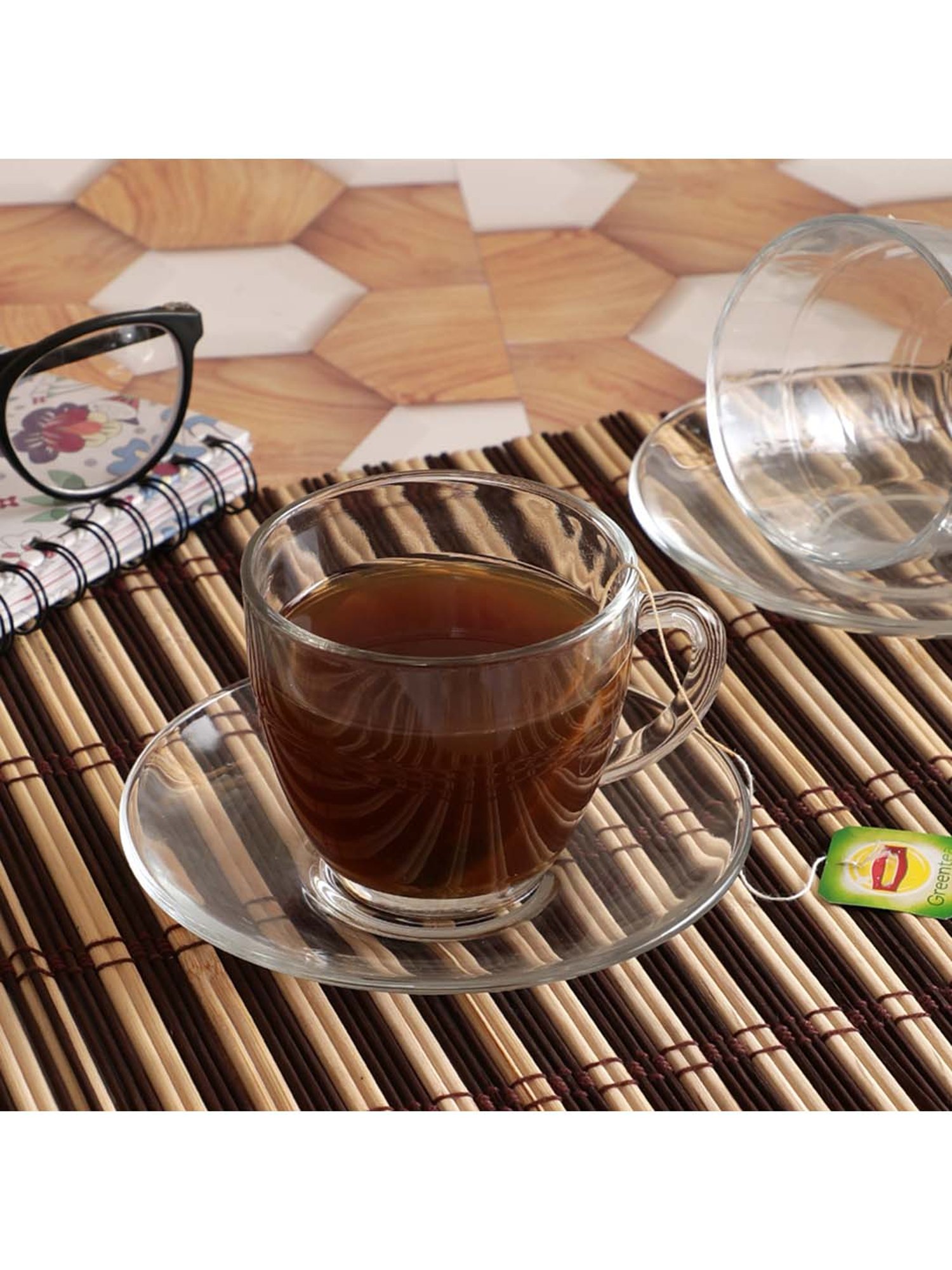 Duralex 'Gignogne' Transparent Glass Tea Set (6 Cups & 6 Saucers)