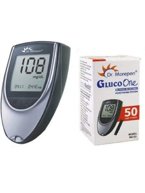 Buy Dr Morepen BG03-50 Glucometer with 50 Strips (Silver) Online at ...