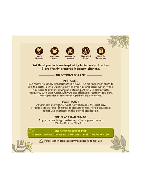 Buy Nat Habbit Fresh Henna Paste with Herbs & Tea Water - 250 gm Online ...