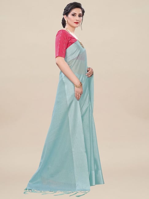 Buy Saree Mall Sky Blue Saree With Unstitched Blouse for Women Online ...