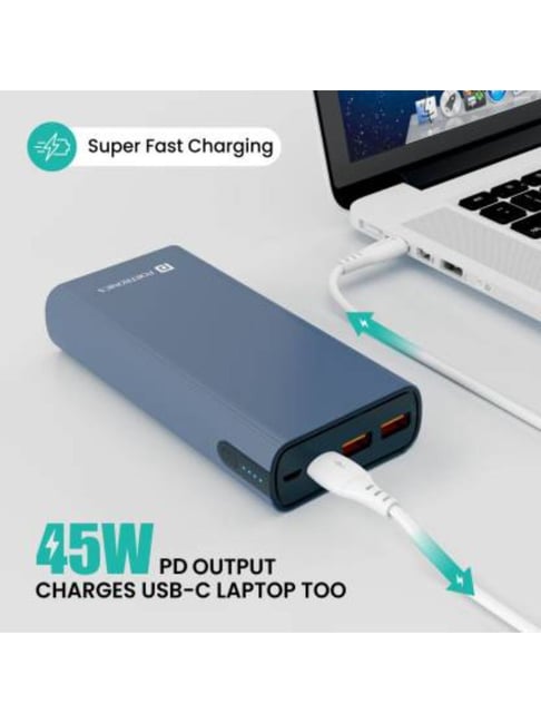 Buy Portronics Power 45 45W 20000mAh Power Bank (Blue) Online At Best ...