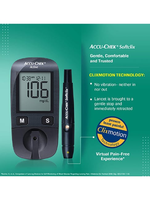 Buy Accu Chek Active Blood Glucose Meter Kit with 10 Strips (Black ...