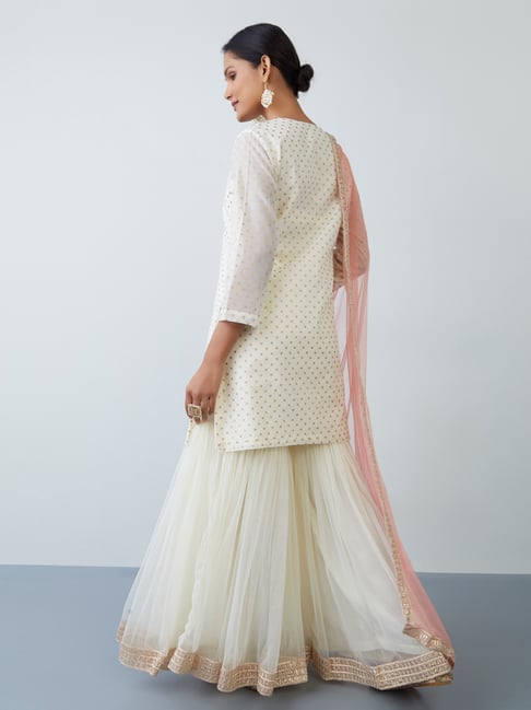 Buy Vark by Westside Off-White Kurta, Sharara and Dupatta Set for ...