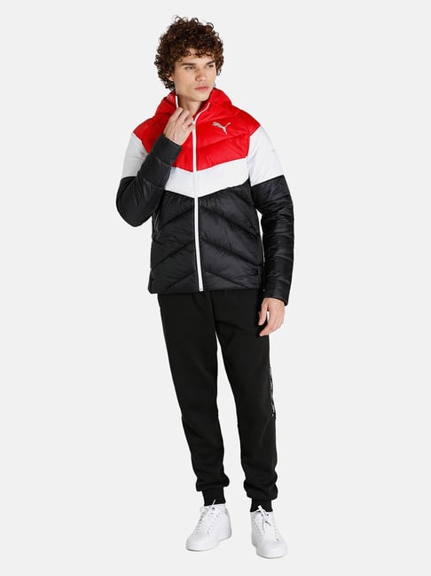 Buy Puma Red & Black Colour Block Hooded Jacket for Mens Online @ Tata CLiQ