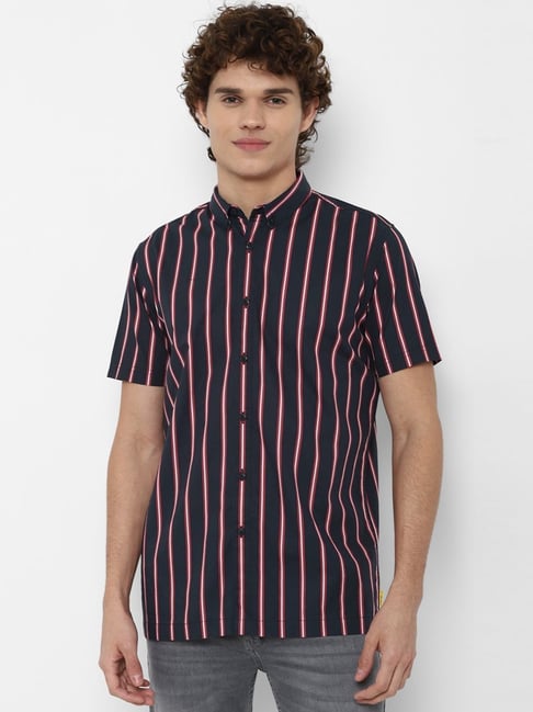 Buy Forever 21 Black Cotton Regular Fit Striped Shirts for Mens Online Tata CLiQ