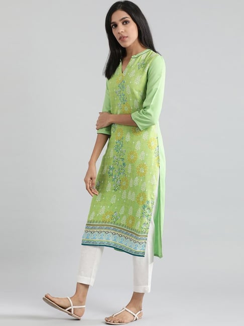 Women's Clothing Aurelia Ethnic Wear Green Kurtis & Kurtas