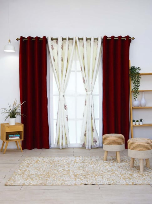 Red And Off White Curtains For Living Room | Cabinets Matttroy