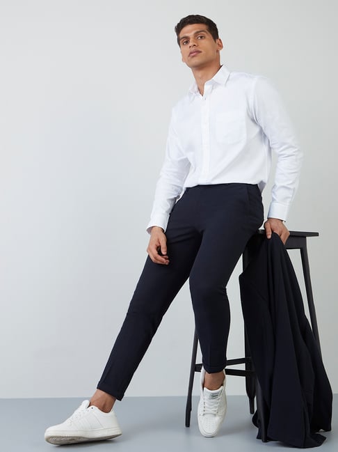 WES Formals by Westside Navy Carrot-Fit Trousers-WES Formals-Clothing ...