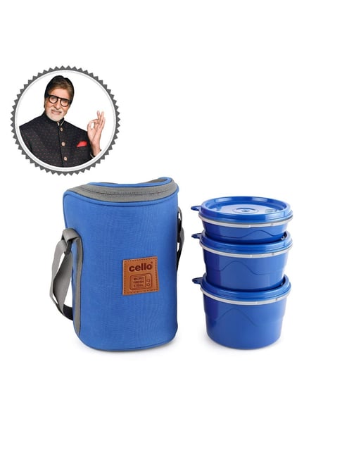 Buy Cello Max Fresh Hot Wave Blue Stainless Steel Lunch Box (550ml) at ...