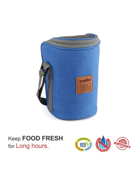 Buy Cello Max Fresh Hot Wave Blue Stainless Steel Lunch Box (550ml) at ...