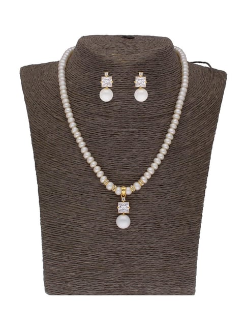 White Alloy Pearl Mala Set 89196