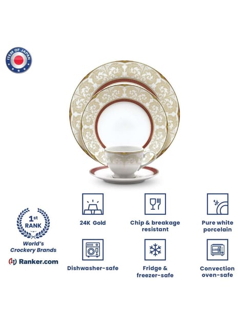 Buy NORITAKE Queen's Fountain White & Red Porcelain Dinner Set at Best ...