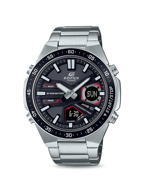 Casio EDifice EFV-C110D-1A4VDF Black Ana-Digi Dial Silver Stainless ...