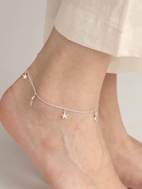 Buy Clara 92.5 Sterling Silver Moon Star Anklet for Women Online At Best Price Tata CLiQ