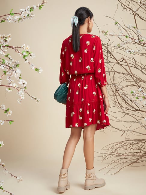 Buy LOV by Westside Red Floral-Printed Adelyn Dress for Online @ Tata CLiQ