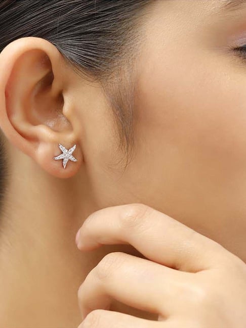 White gold earrings tanishq store