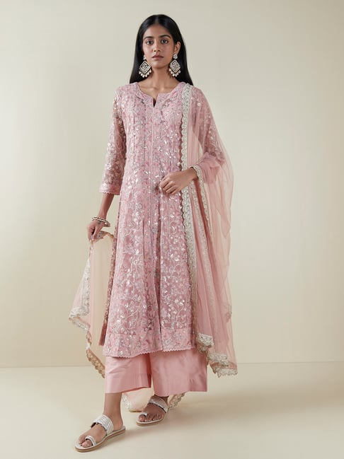 Vark by Westside Pink Kurta, Inner, Palazzos, Dupatta Set-Vark-Clothing ...